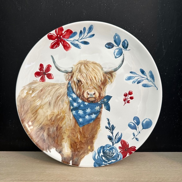Accents | Patriotic Highland Cow Ceramic Plate | Poshmark